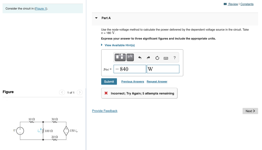 Solved M Review Constants Consider the circuit in (Figure | Chegg.com