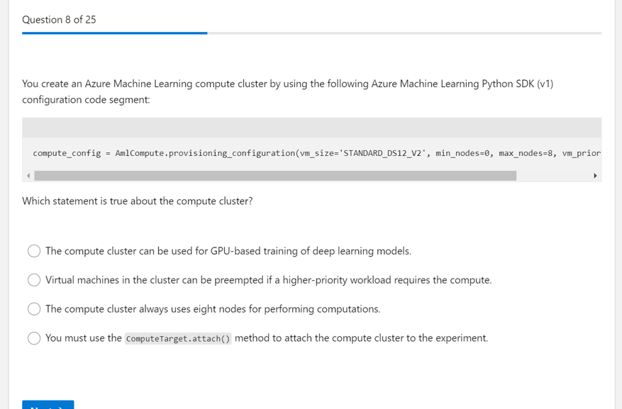 Solved You create an Azure Machine Learning compute cluster | Chegg.com Solved You create an Azure Machine Learning compute cluster | Chegg.com