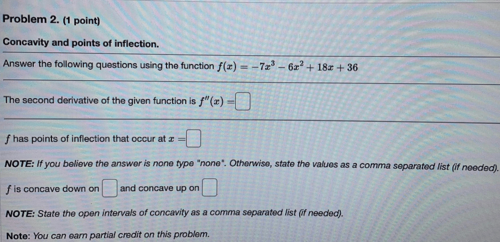 Solved Concavity and points of inflection. Answer the | Chegg.com