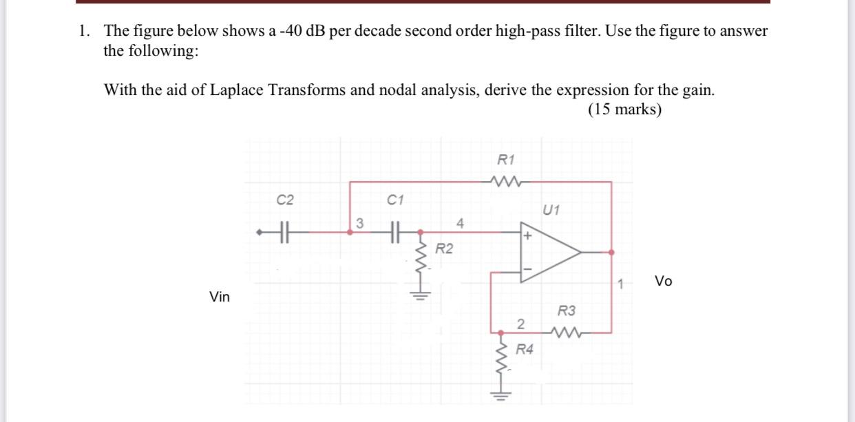 Solved 1. The figure below shows a -40 dB per decade second | Chegg.com