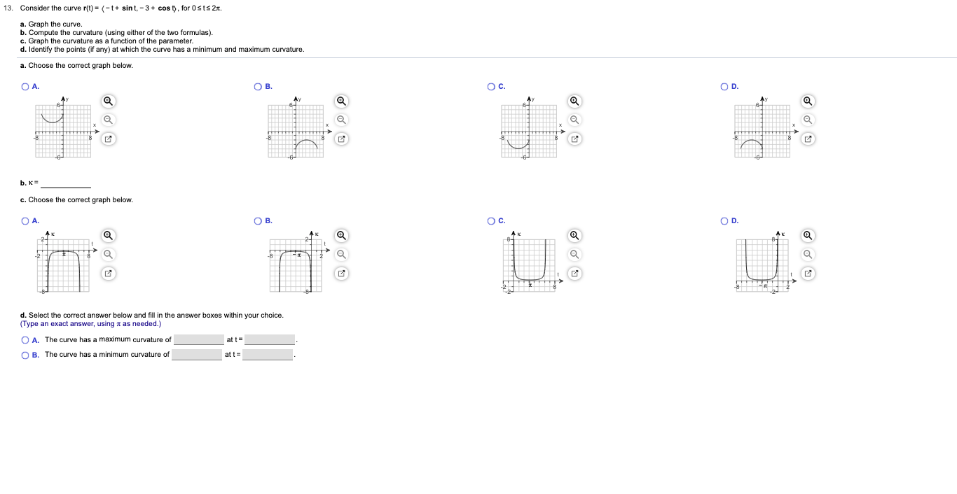 Solved 13. Consider the curve r(t) = (-t+ sint, - 3+ cost), | Chegg.com