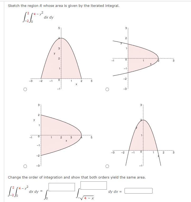 Solved Sketch the region R whose area is given by the | Chegg.com