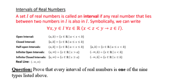 Solved Intervals of Real Numbers A set I of real numbers is | Chegg.com