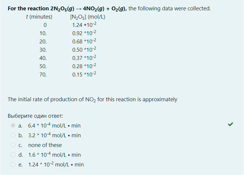 Solved For the reaction 2N2O5(g) 4NO2(g) + O2(g), the | Chegg.com