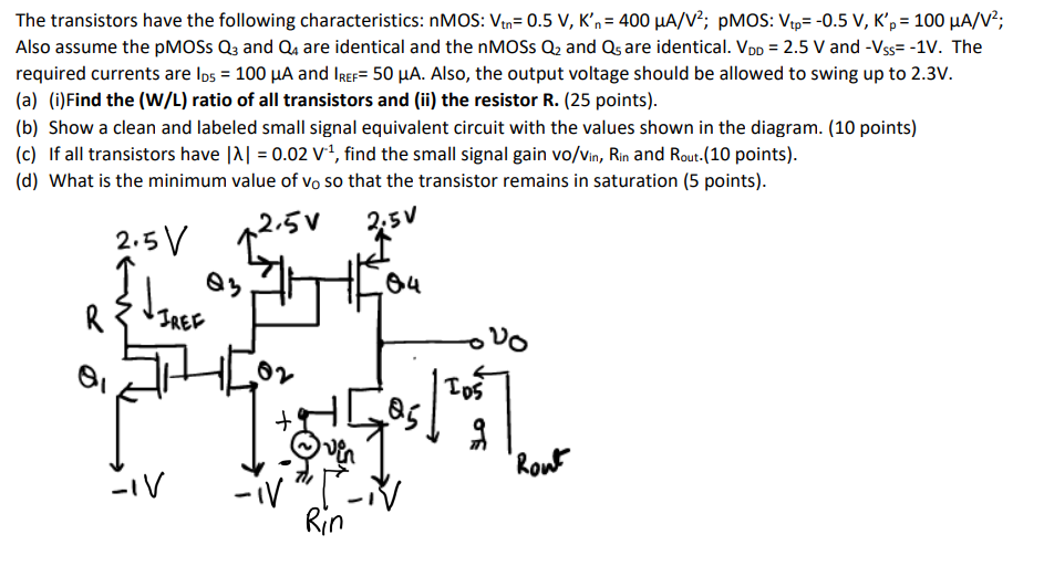 Solved The transistors have the following characteristics: | Chegg.com
