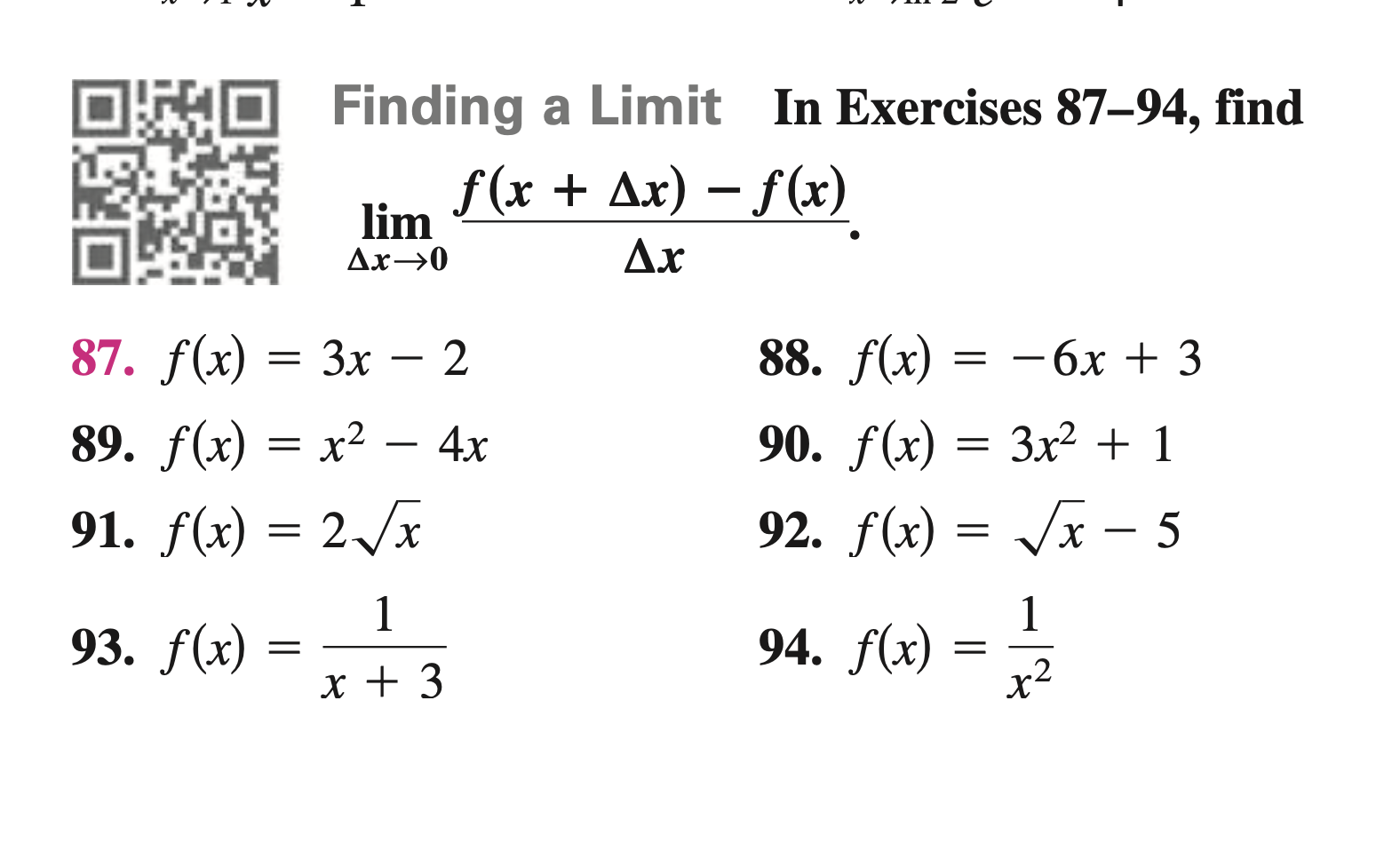 Solved Finding a Limit In Exercises 87-94, find | Chegg.com