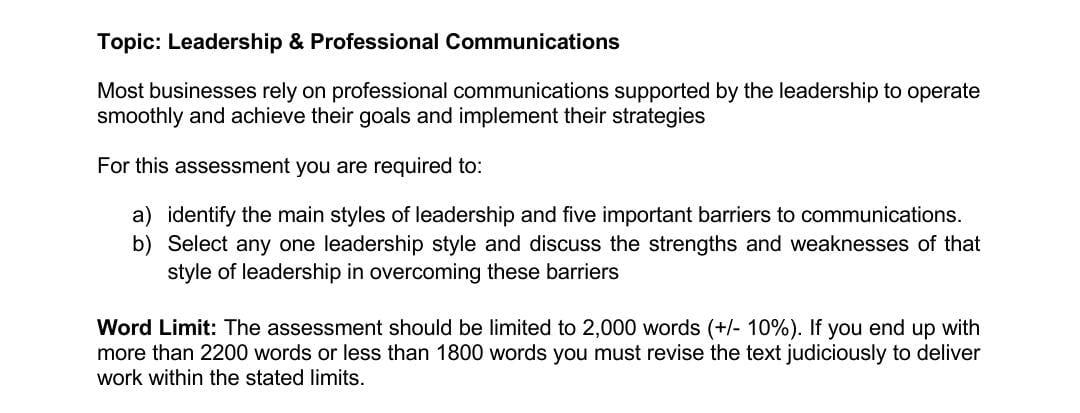 Solved Topic: Leadership \& Professional Communications Most | Chegg.com