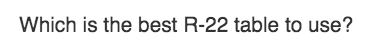 Solved Which is the best R-22 table to use? | Chegg.com