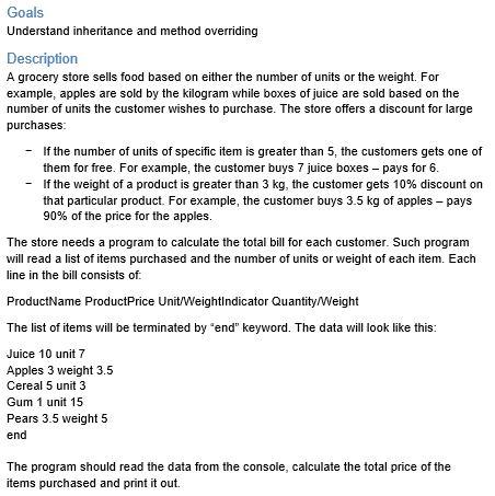 Solved Goals Understand inheritance and method overriding | Chegg.com