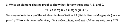 Solved 3. Write an element-chasing proof to show that, for | Chegg.com