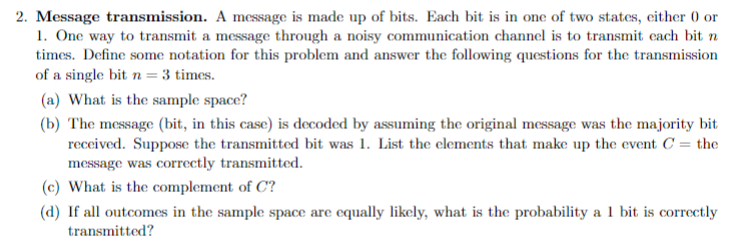Solved 2. Message transmission. A message is made up of | Chegg.com