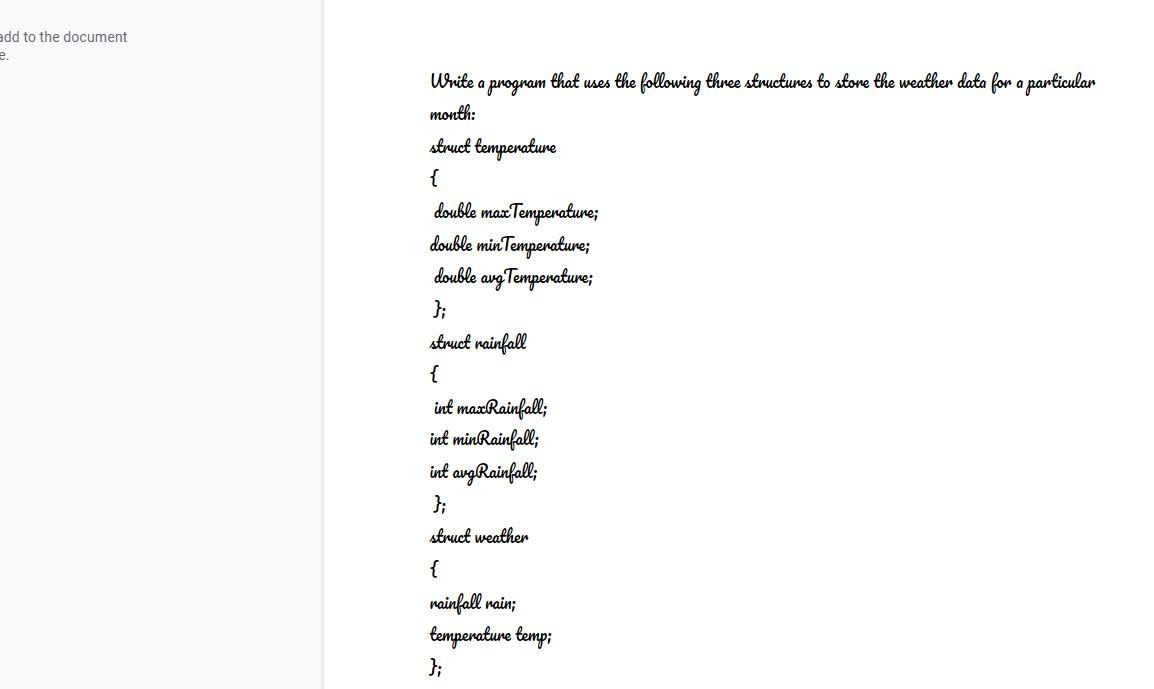 Solved add to the document e. Write a program that uses the | Chegg.com