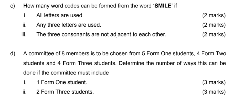 Solved c) How many word codes can be formed from the word | Chegg.com