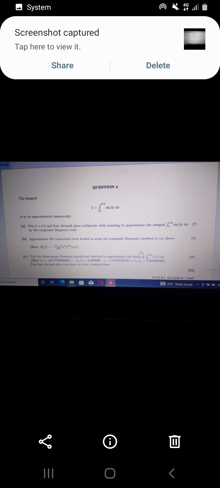 Solved Screenshot captured Tap here to view it. Share Delete | Chegg.com