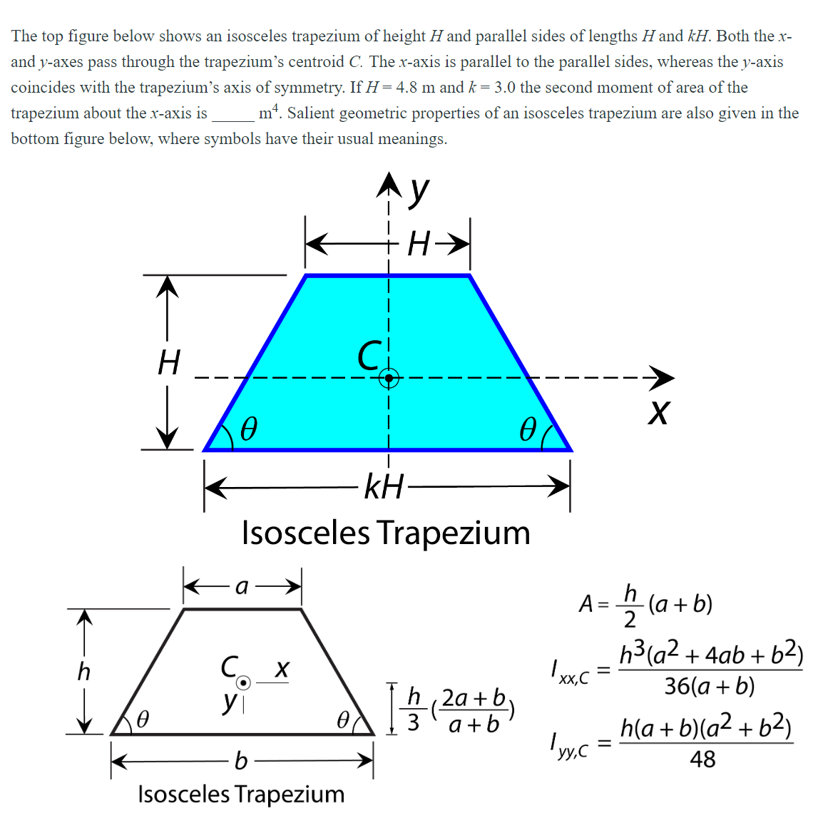 Solved The top figure below shows an isosceles trapezium of | Chegg.com