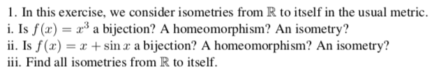 Solved 1. In this exercise, we consider isometries from R to | Chegg.com