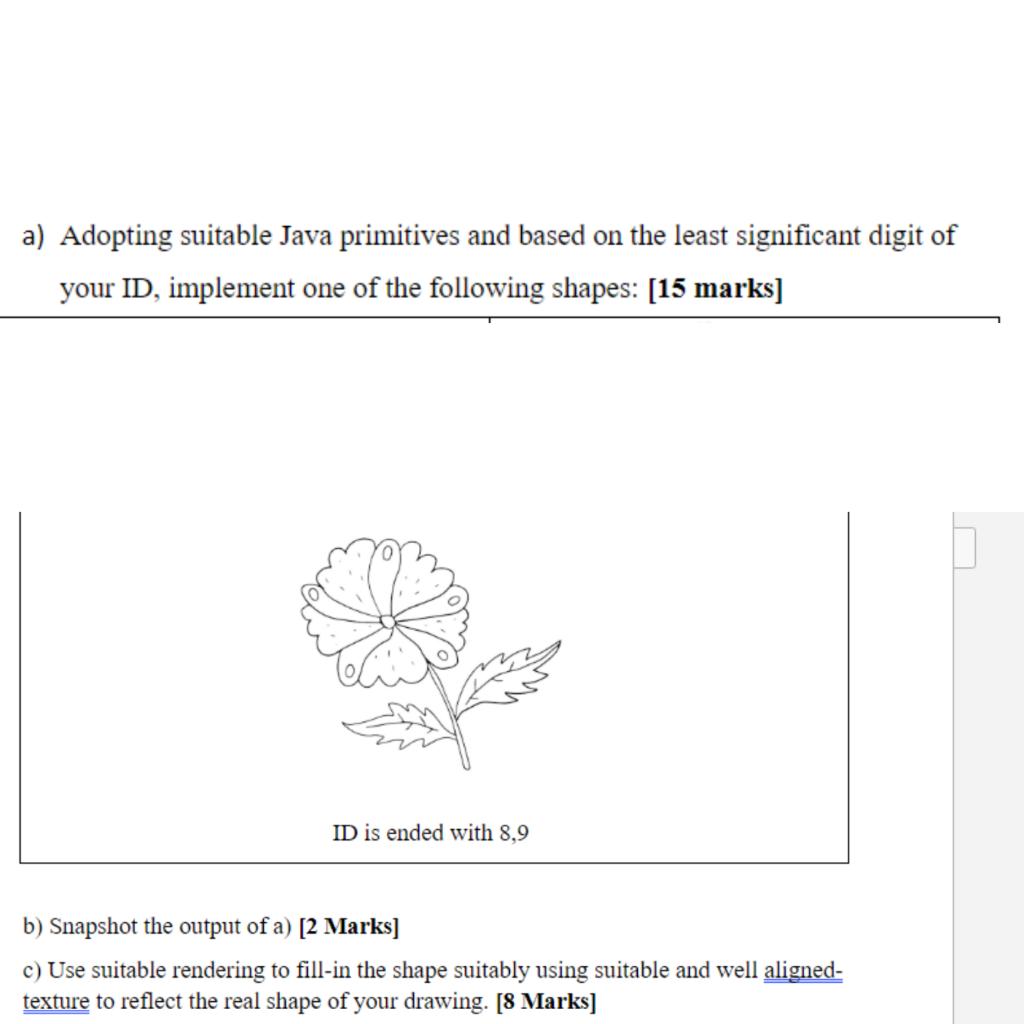 a) Adopting suitable Java primitives and based on the | Chegg.com