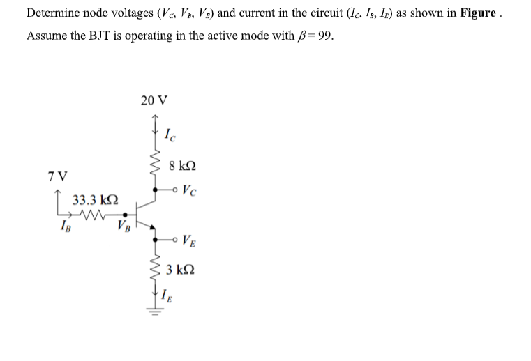 Solved Determine node voltages (V, V, VE) and current in the | Chegg.com