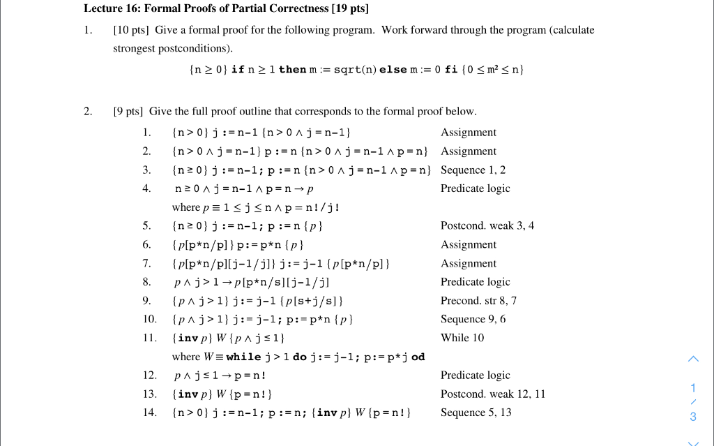 Lecture 16 Formal Proofs Of Partial Correctness 19