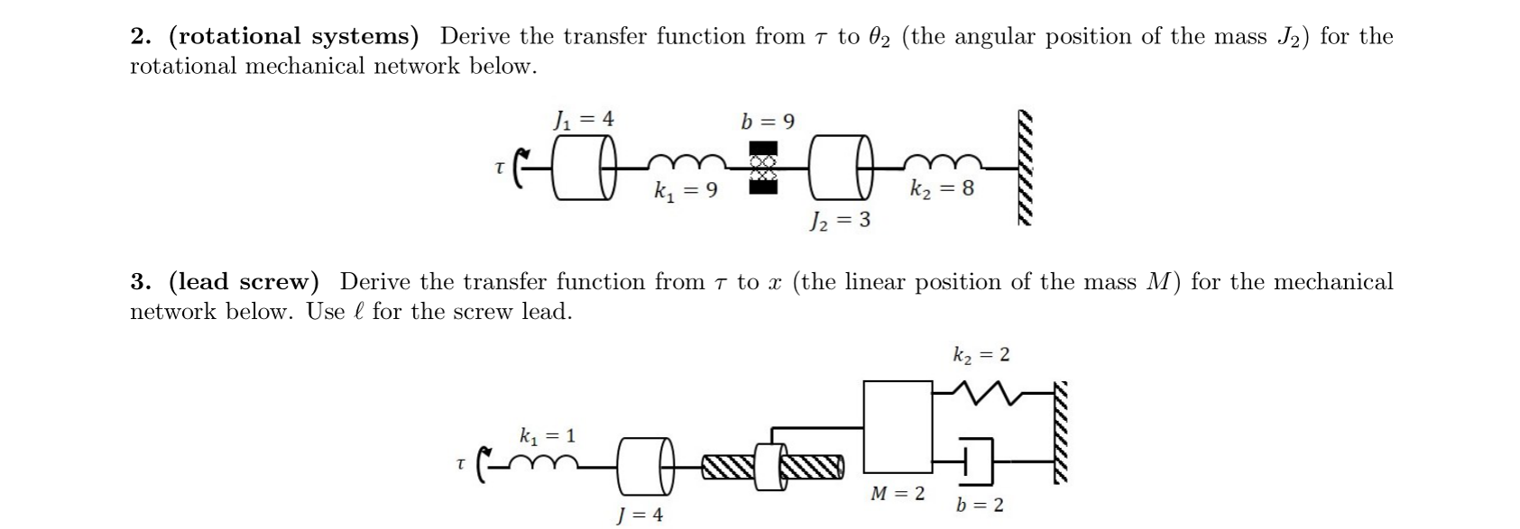Solved 2. (rotational systems) Derive the transfer function | Chegg.com