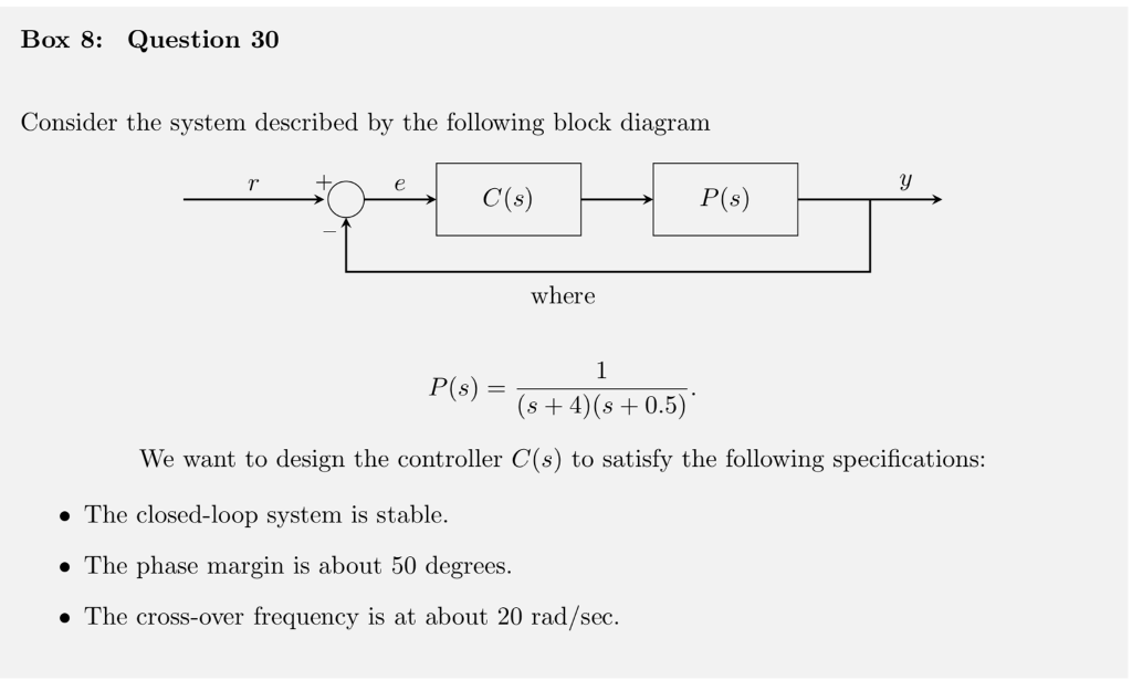 Box 8: Question 30 Consider the system described by | Chegg.com