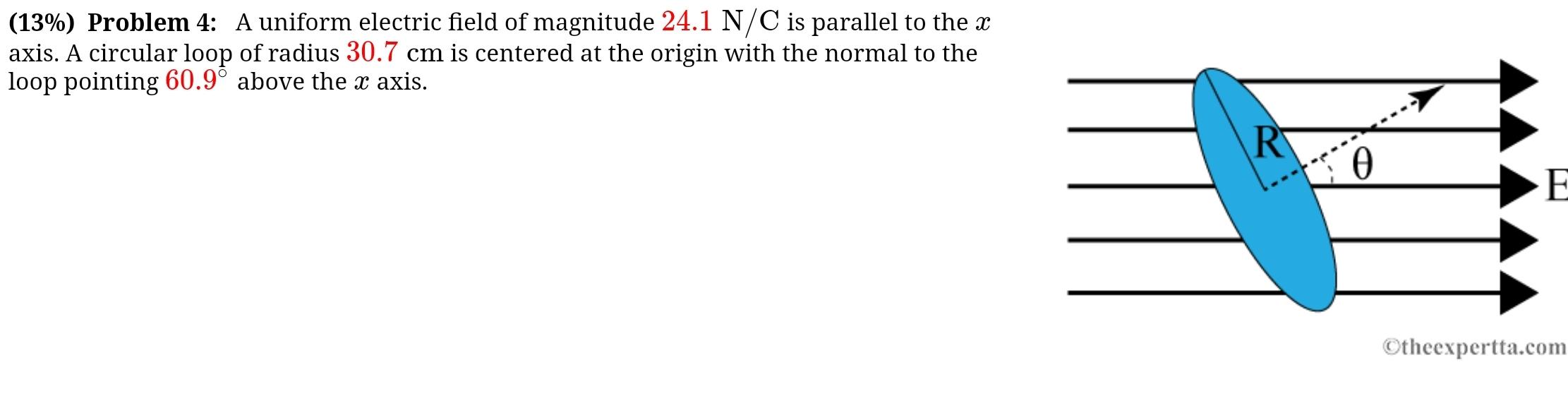 (13\%) Problem 4: A uniform electric field of | Chegg.com