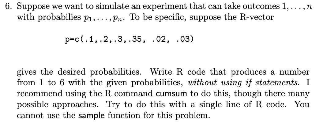 Solved Write R code for the following probalem with out | Chegg.com