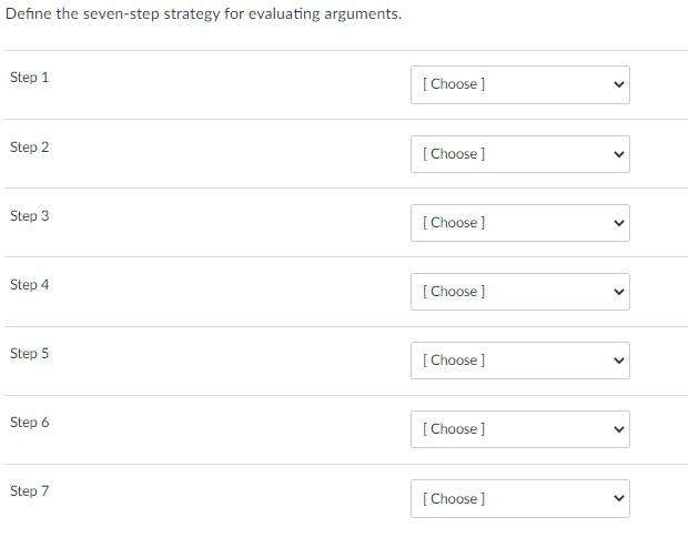 Solved Define the seven-step strategy for evaluating | Chegg.com