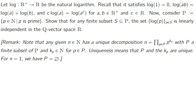 Solved Let log : R+ → R be the natural logarithm. Recall | Chegg.com