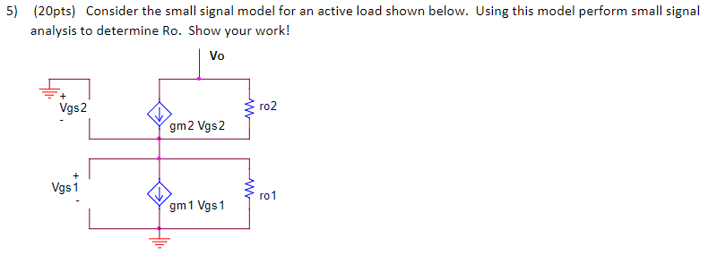 Solved 5) (20pts) Consider the small signal model for an | Chegg.com