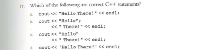 Solved Which of the following are correct C++ statements? a | Chegg.com