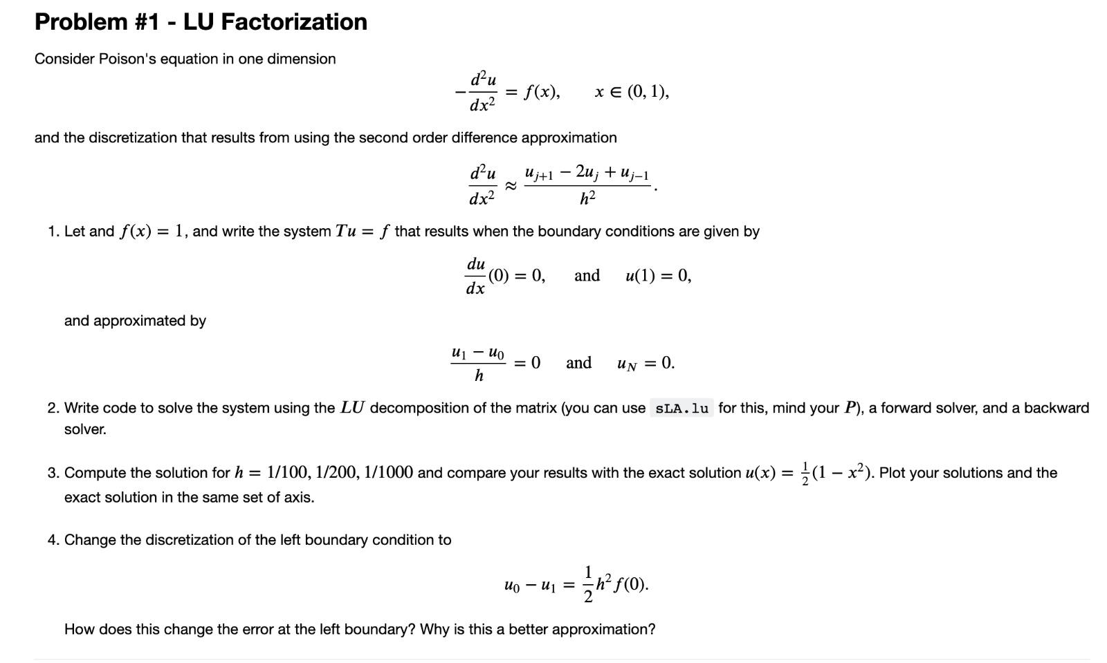 Solved Consider Poison's equation in one dimension | Chegg.com