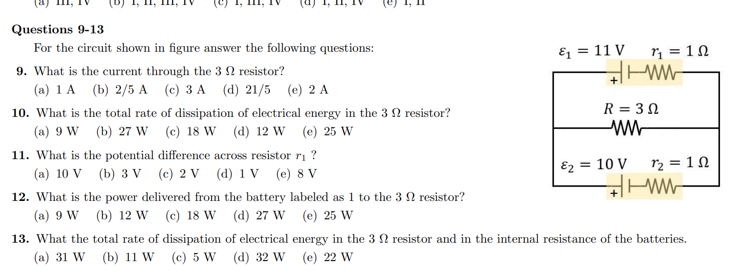 Solved 111, IV Questions 9-13 For the circuit shown in | Chegg.com