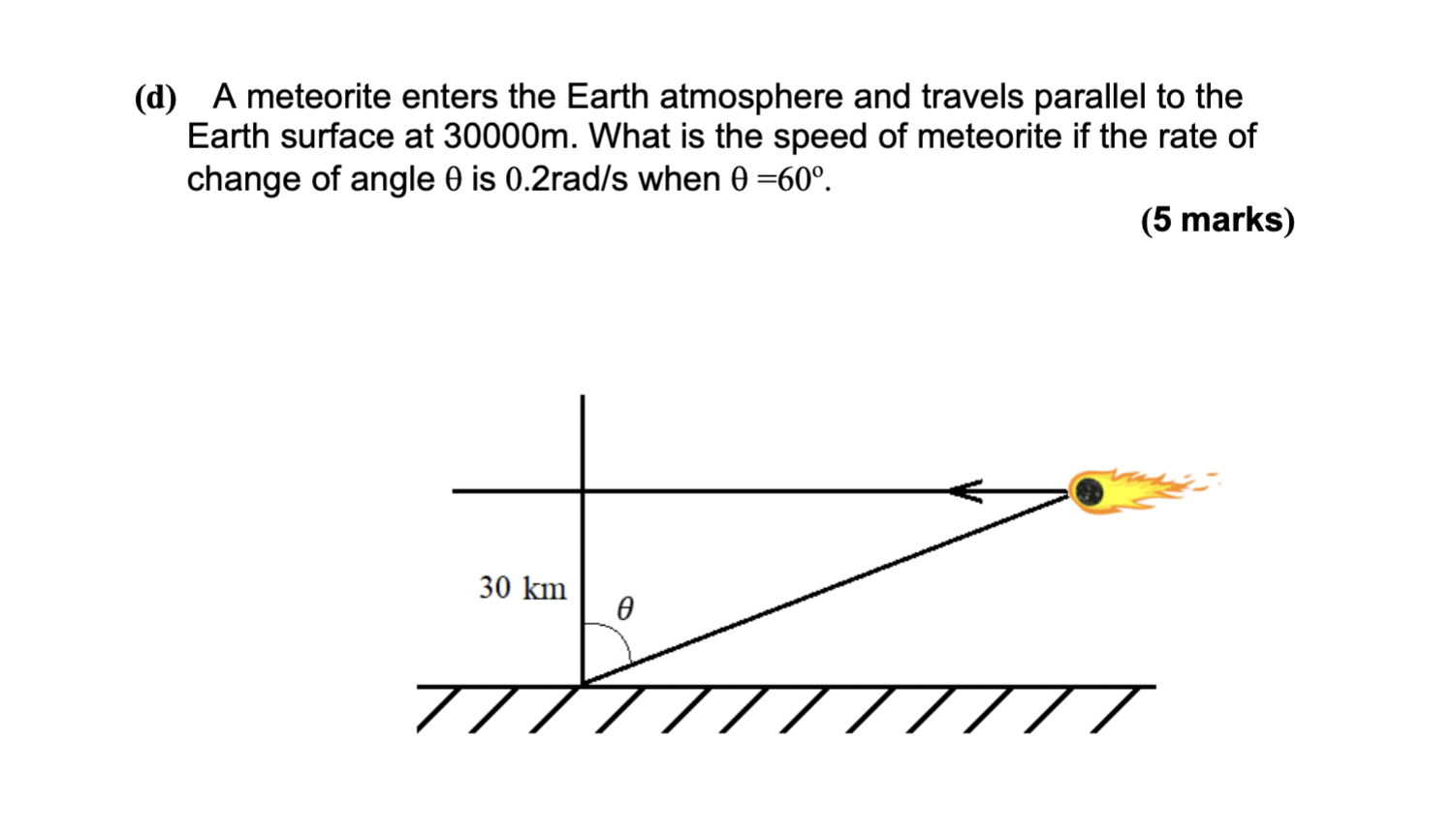 Solved (d) A meteorite enters the Earth atmosphere and | Chegg.com