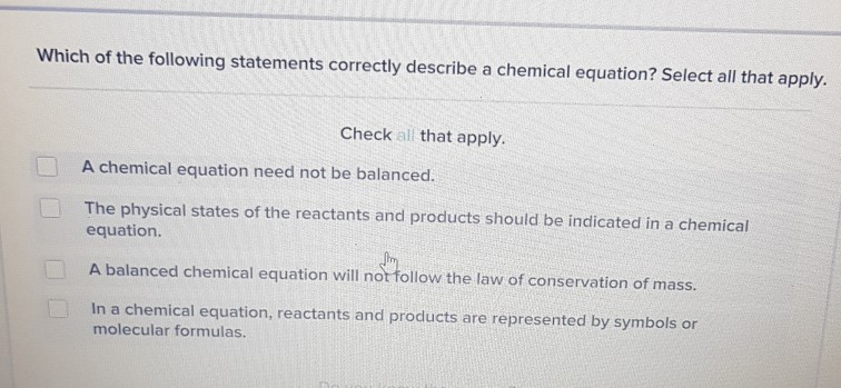 Solved Which Of The Following Statements Correctly Describe