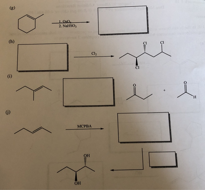 Solved 1. Fill in the boxes below with the correct reagent, | Chegg.com