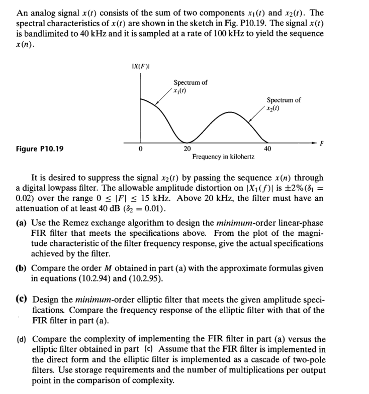 Solved An ﻿analog signal x(t) ﻿consists of ﻿the sum of ﻿two | Chegg.com