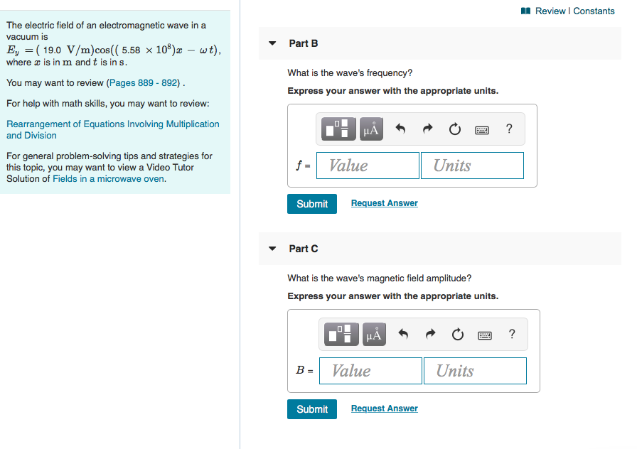 Solved Review Constants Part B What is the wave's frequency? | Chegg.com