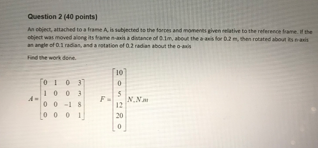 Solved Question 2 (40 points) An object, attached to a frame | Chegg.com