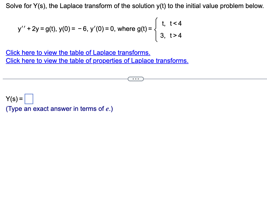 Solved Solve for Y(s), the Laplace transform of the | Chegg.com