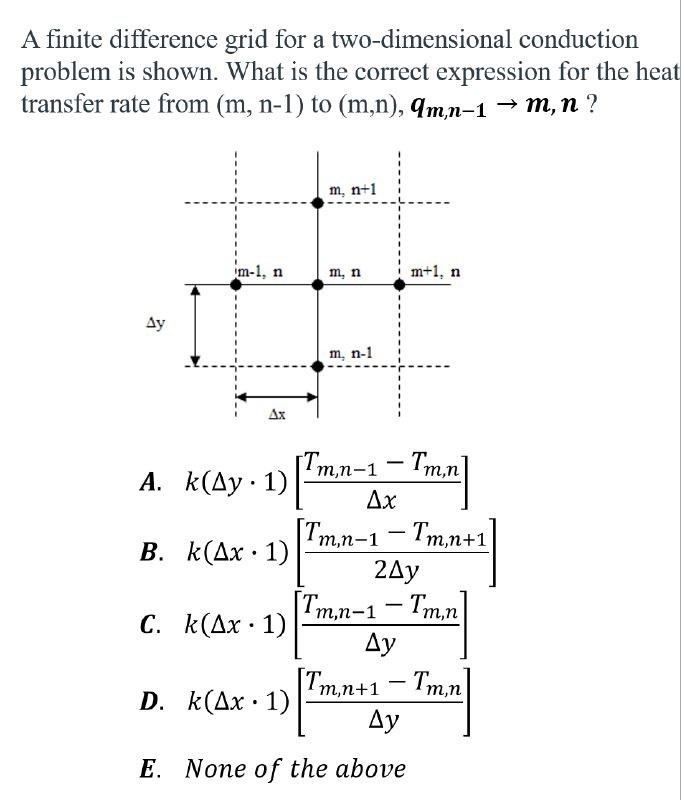 Solved A finite difference grid for a two-dimensional | Chegg.com