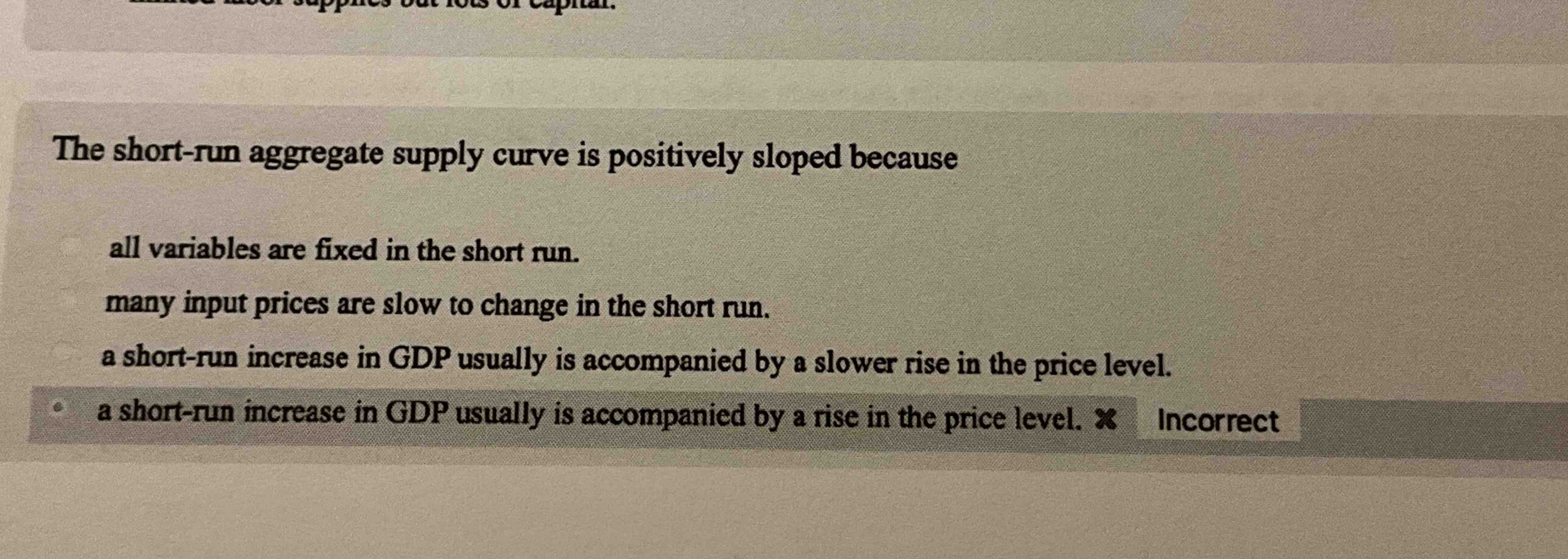 Solved The short-run aggregate supply curve is positively | Chegg.com