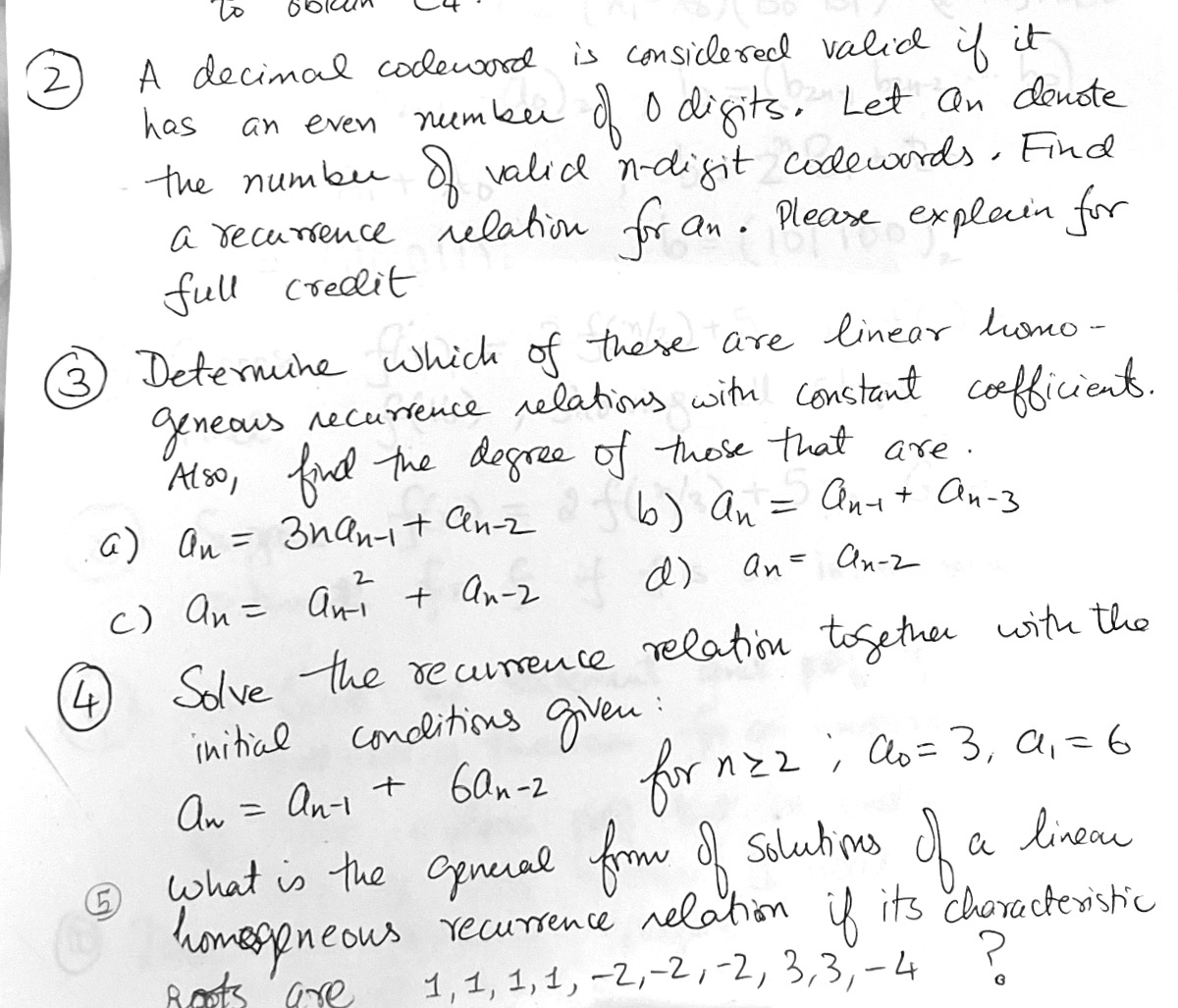 Solved A decimal codeword is considered valid if it has an | Chegg.com