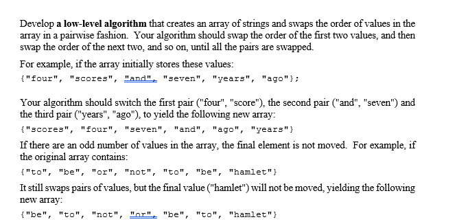 Solved Develop a low-level algorithm that creates an array | Chegg.com
