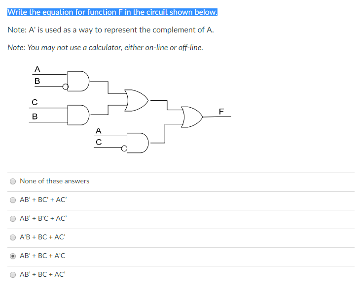 Solved Write the equation for function F in the circuit | Chegg.com