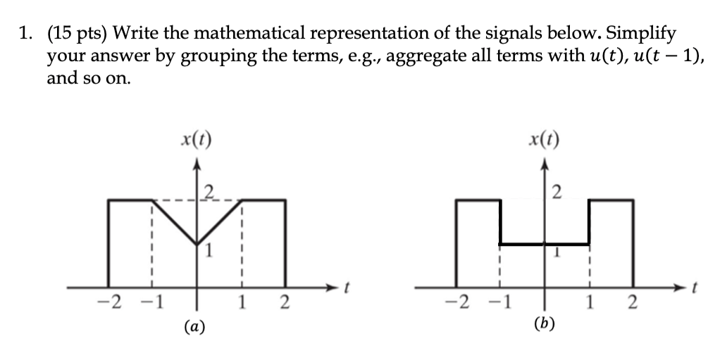 Solved 1. (15 pts) Write the mathematical representation of | Chegg.com