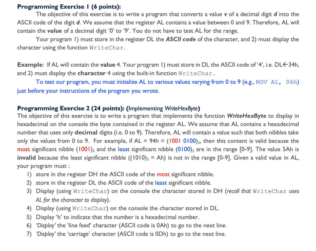 Programming Exercise I (6 points): The objective of | Chegg.com