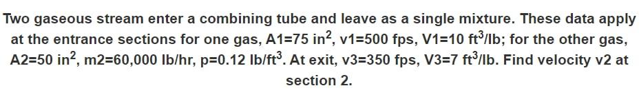 Solved Two gaseous stream enter a combining tube and leave | Chegg.com