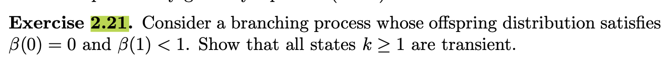Solved Exercise 2.21. Consider a branching process whose | Chegg.com
