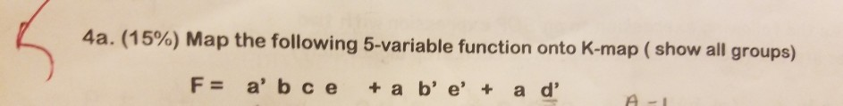 Solved %) Map the following 5-variable function onto K-map ( | Chegg.com